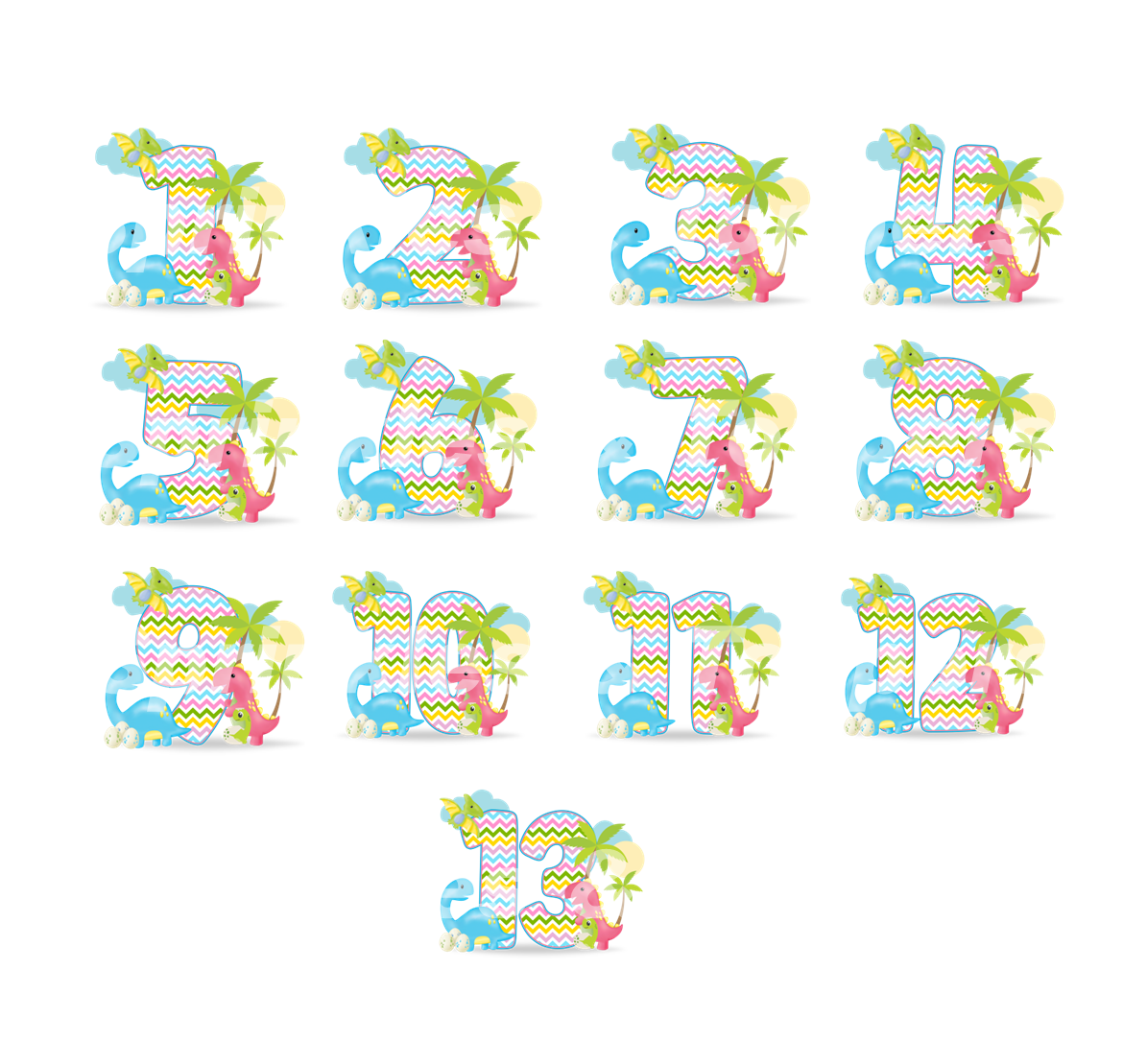 Personalised Bright Dinosaurs Number (1-13) 8" Icing Sheet Cake Topper ...